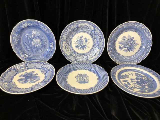 SPODE SET DA camera blu di 6 lastre georgiane in terracotta fine, 10,5 ...