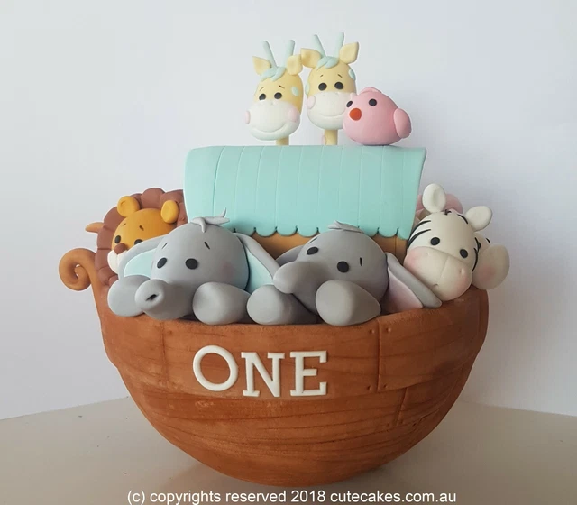 NOAH'S ARK CAKE Topper 3D Jungle Animals Zoo Christening Baptism ...