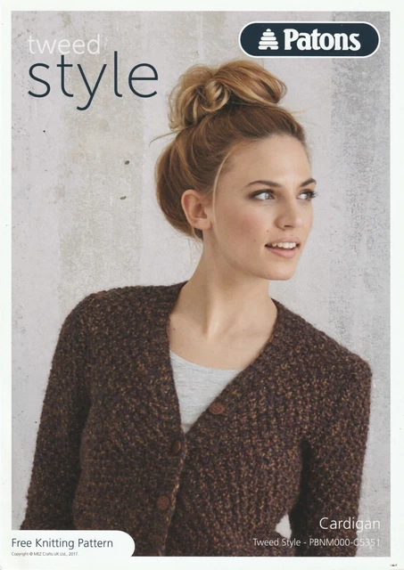 KNITTING PATTERN TEXTURED Cardigan 34"- 42" Ladies Patons Tweed Chunky ...
