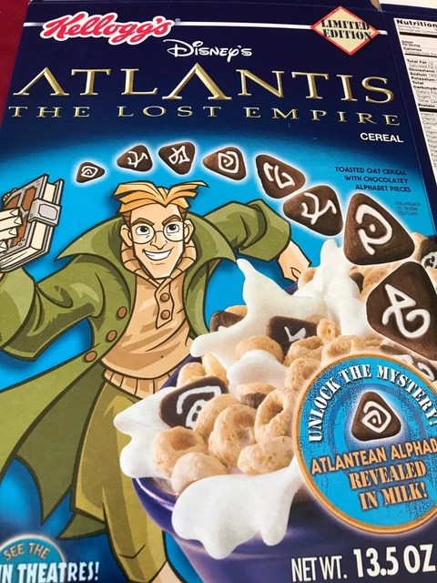 DISNEY ATLANTIS THE Lost Empire Kelloggs 2002 CD-ROM Game Cereal Box £ ...