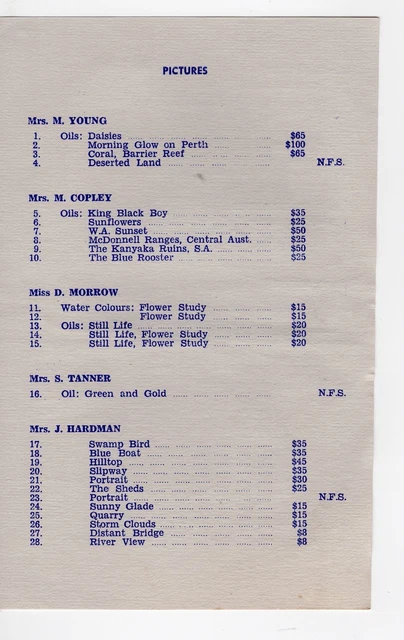 WA WOMEN’S SOCIETY Annual Exhibition Boans Fashion Hall Perth 1971 $6. ...