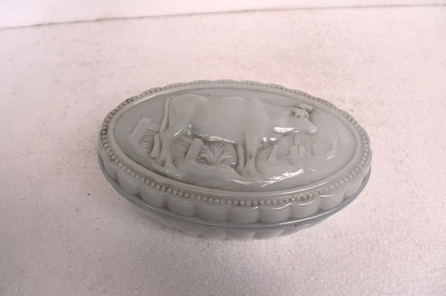 VALLERYSTHAL BOÎTE À Beurre Verre Email Blanc Antique Décorative 1890 ...