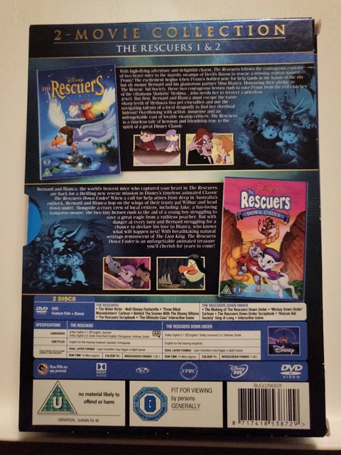 RESCUERS & RESCUERS Down Under DVD (2 Film Box Set) Disney £8.53 ...
