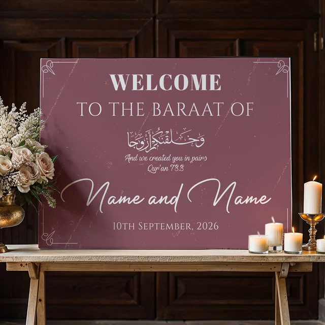 PERSONALISED NIKKAH WEDDING Welcome Sign Nikkah Nikah Islamic Wedding ...
