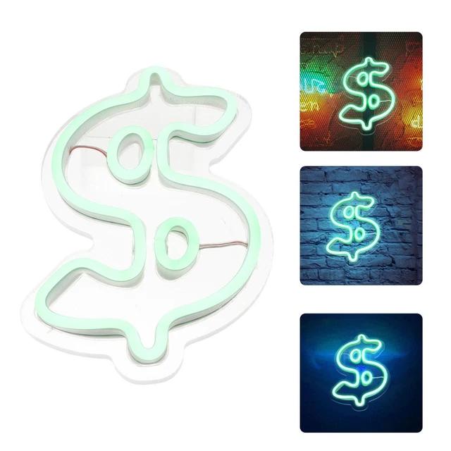 DOLLAR NEON SIGN LED Neon Lights Bedroom Night Lamp Neon Signs for Wall ...