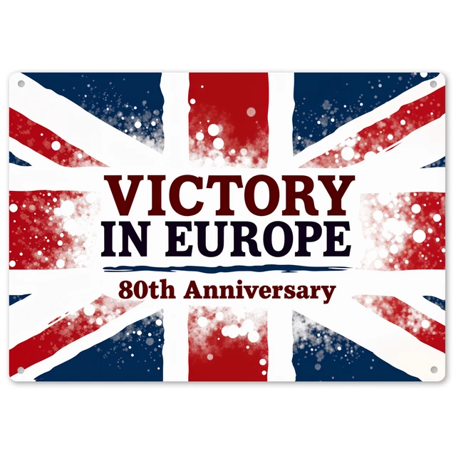 VICTORY IN EUROPE 80th Anniversary Metal Sign VE Day Union Jack Wall ...