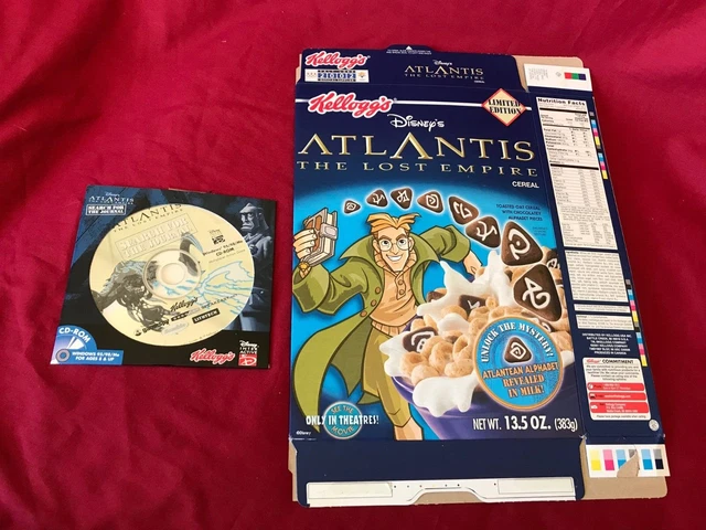 DISNEY ATLANTIS THE Lost Empire Kelloggs 2002 CD-ROM Game Cereal Box £ ...