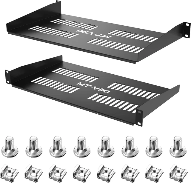 2-PC 19 INCH Rack Shelf, 1U Server Rack Shelf 10" Deep, Universal ...