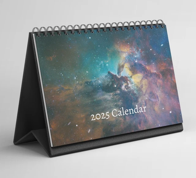 SPACE DESK CALENDAR 2025: Standing Flip Desktop Calendar with Thick ...