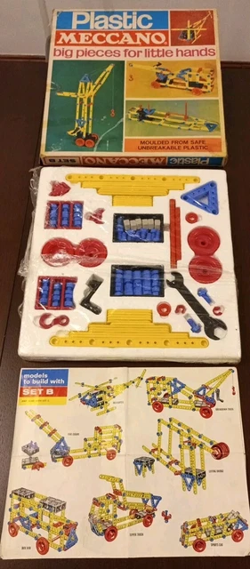 VINTAGE PLASTIC MECCANO Set B Model Fun junior kids construction set ...