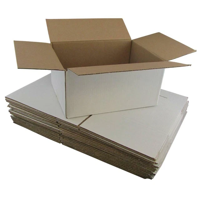 20 X WHITE Cardboard Boxes 320x240x160mm White Packaging Carton ...