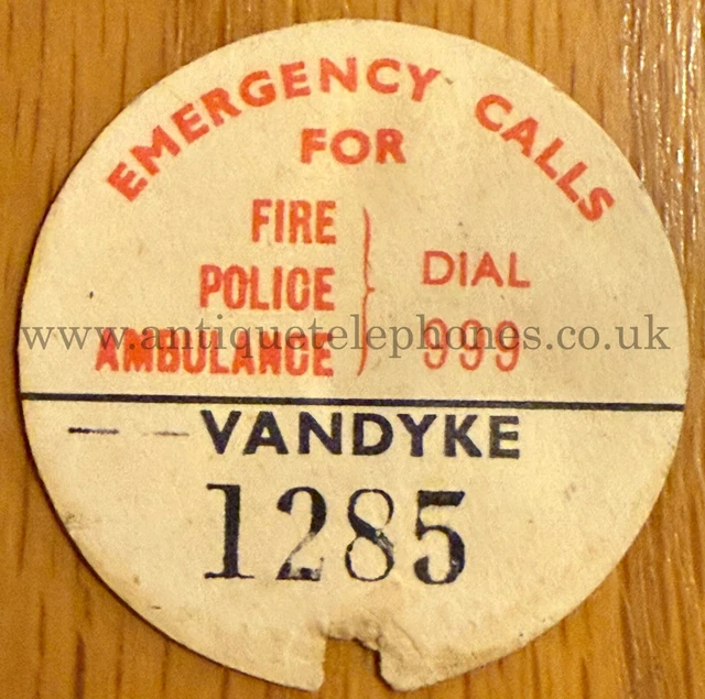 GENUINE GPO TELEPHONE dial label VANDYKE 1285 BB £6.96 - PicClick UK