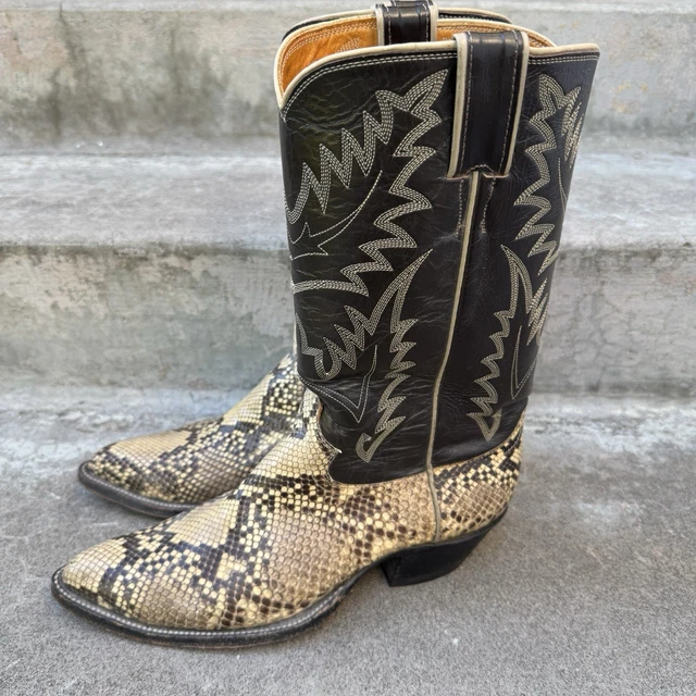 VINTAGE 70S JUSTIN African Python Cowboy Boots Snake 9038 Mens 8.5 D ...