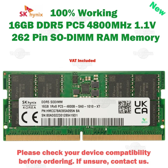 SK HYNIX 16GB DDR5 SODIMM 4800MHz Laptop RAM Memory For HP Dell ASUS ...
