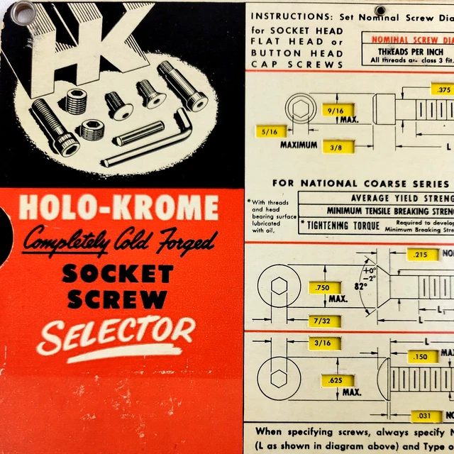 HOLO KROME SOCKET Screw Selector Slide Chart Set Screw Stripper Bolt ...