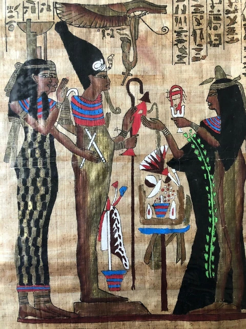 Rare Authentic Hand Painted Ancient Egyptian Papyrus Queen Hand