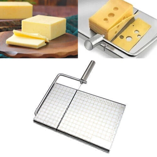 PRO STAINLESS STEEL Wire Cheese Slicer Cutter Board With Precise Scale ...
