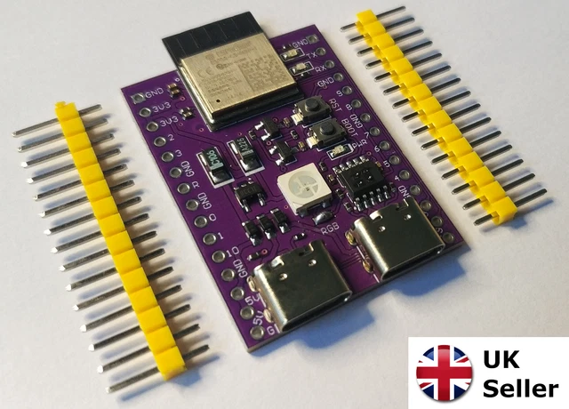 ESP32-C3 MINI DEVELOPMENT Board Module : USB-C WiFi BlueTooth RGB LED £ ...