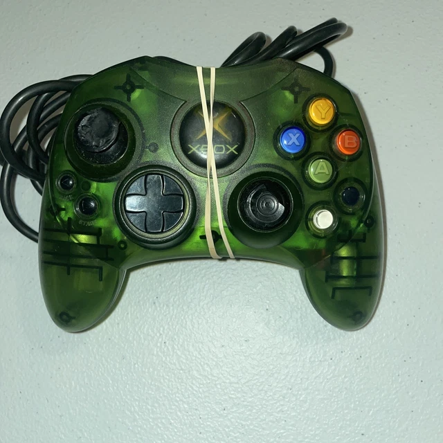 ORIGINAL XBOX CONTROLLER Wired Halo Green Color S-Type Clear Genuine ...