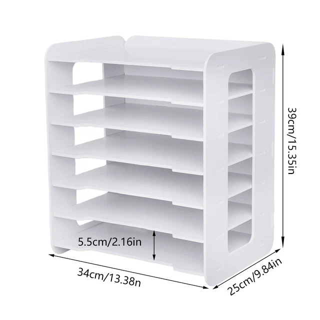 7 TIER LITERATURE Organizer Rack Horizontal Paper Sorter File Holder ...