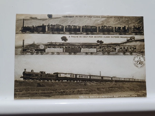 VINTAGE POSTCARD, TRAIN 1837 First, Second, Boat Express 1904 (PC6K) £9 ...