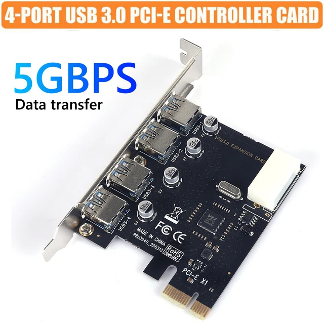 PCIE RISER EXPANSION Card 4 Ports PCI Express USB 3.0 High-speed Adapter for PC EUR 12,61 ...