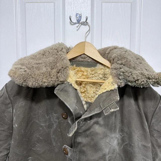 MATS LARSSON SWEDISH Army Shearling Sheepskin Bane Coat M1909 Livpals ...