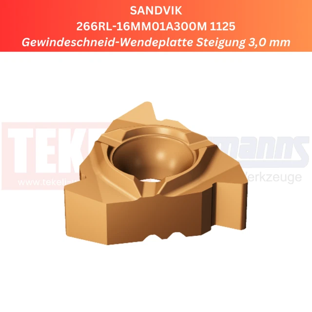 5 X SANDVIK 266RL-16MM01A300M 1125 Gewinde-Wendeplatte Steigung 3,0 mm ...