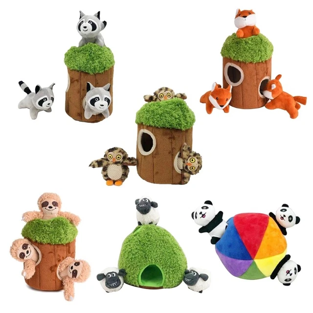 4 PIECES/SET FUN Burrow Dog Toy Creaking Soft Plush Toy Tree Hole Toy £ ...