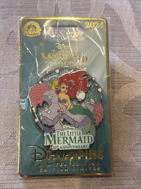 DISNEY 2024 THE Little Mermaid 35th Anniversary Ariel, Flounder Pin LE ...