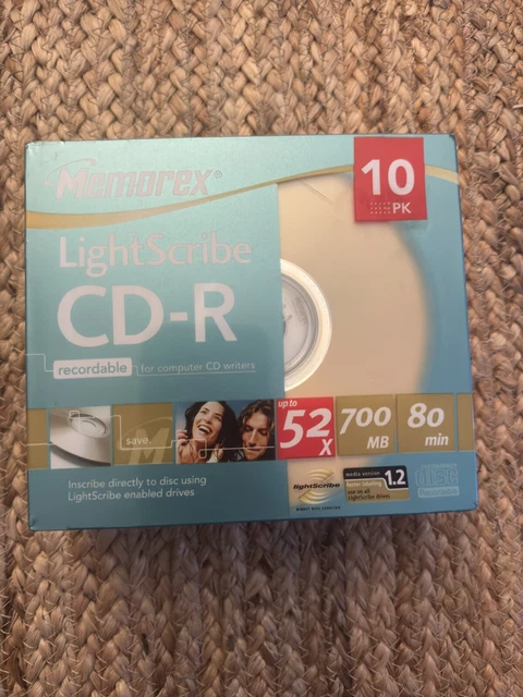NEW MEMOREX LIGHTSCRIBE CD-R (10pk ) With Cases Recordable 80min $19.95 ...
