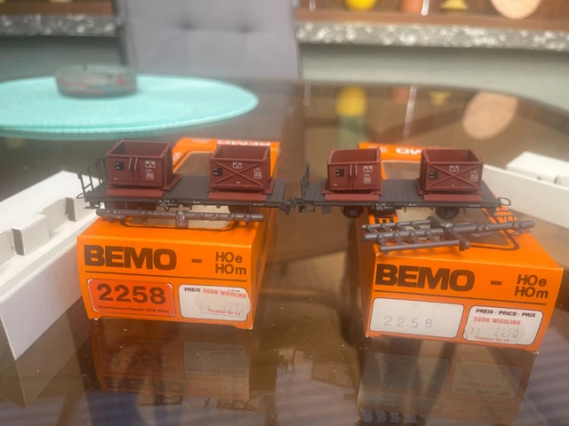 BEMO RHB 2258 2 x offener Kiestransportwagen H0m NEU + OVP EUR 66,66 ...