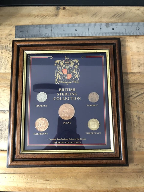 BRITISH STERLING COLLECTION Framed Coins Genuine Pre-decimal Coins Gift ...