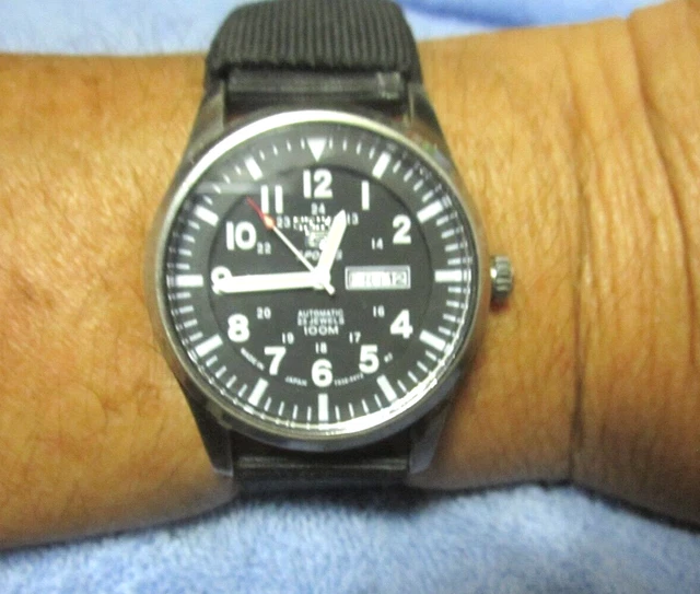 SEIKO 5 SNZG15 Military Matte Men's Black Field Pilot Automatic Watch ...