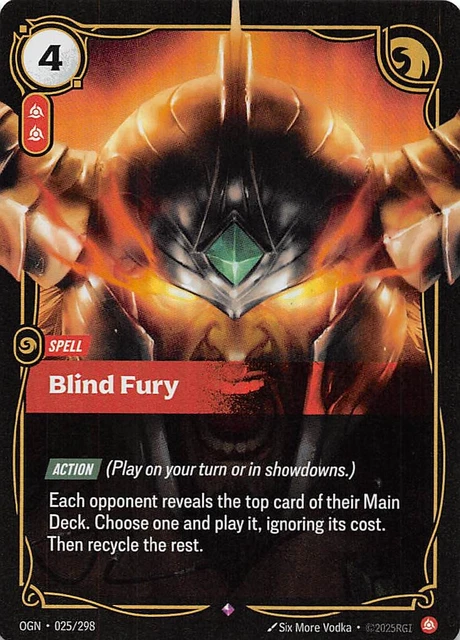 BLIND FURY FOIL 025/298 Origins Riftbound League of Legends 002885 £2. ...