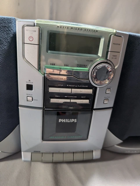PHILIPS MICRO SYSTEM Model MC118/37 FM/AM / CD Player / Cassette ...