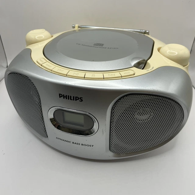 PHILIPS CD PLAYER FM Radio Sound Machine AZ102S/05 Dynamic Bass Boombox ...