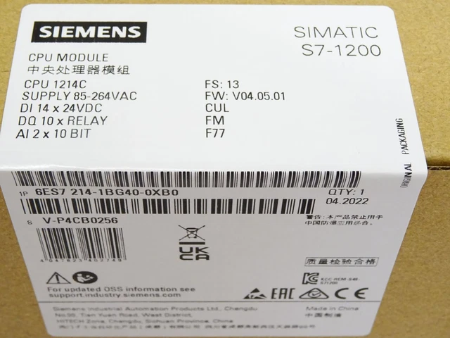 SIEMENS 6ES7214-1BG40-0XB0 SIMATIC S7-1200 Cpu 1214C Siemens 6Es7 214 ...