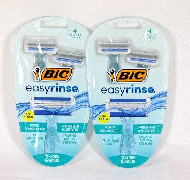 LOT OF 2 Bic Easy Rinse Women’s Disposable Razors 4 Blades 2 Razors Per ...