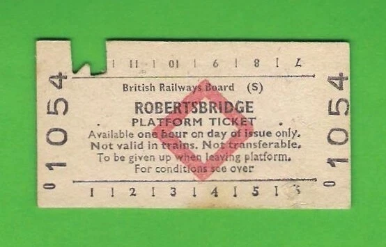 BRITISH RAILWAYS PLATFORM Ticket - BRB(S) Robertsbridge - Red Diamond ...