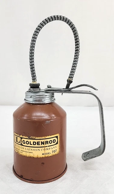 VINTAGE DUTTON LAINSON Golden Rod Oil Can Flexible Spout Thumb Pump ...