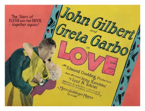 LOVE POSTER US Lobby Card John Gilbert Greta Garbo 1927 Old Movie Photo ...