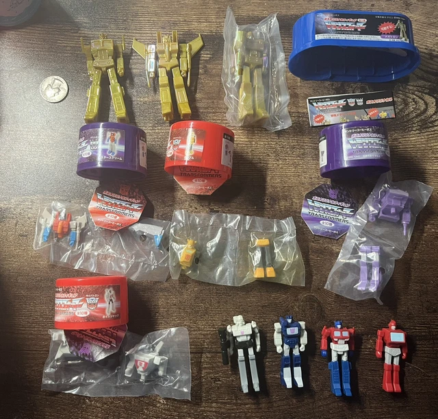 TRANSFORMERS SUNTORY MINIFIGURES Optimus Prime Megatron Boss Gold Lot ...