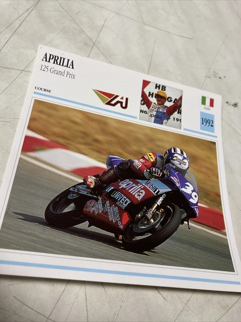 APRILIA 125 GRAND prix 1992 GP carte moto collection Atlas Italie EUR 5 ...