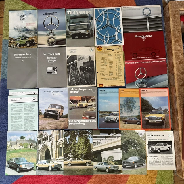 JOB LOT VINTAGE Mercedes Benz Car Brochures 20 250 380 SEL 500 190 D ...