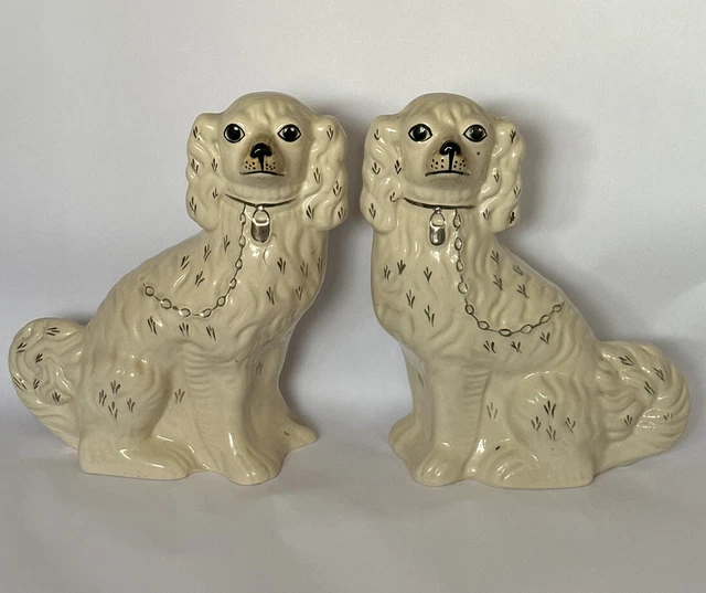 VINTAGE PAIR OF Staffordshire Fire Wally Dogs Mantle Piece Figurines ...