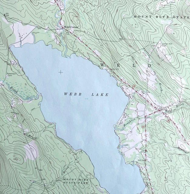 MAP WELD MAINE USGS 1968 Topographic Vintage Geological 1:24000 27x22 ...