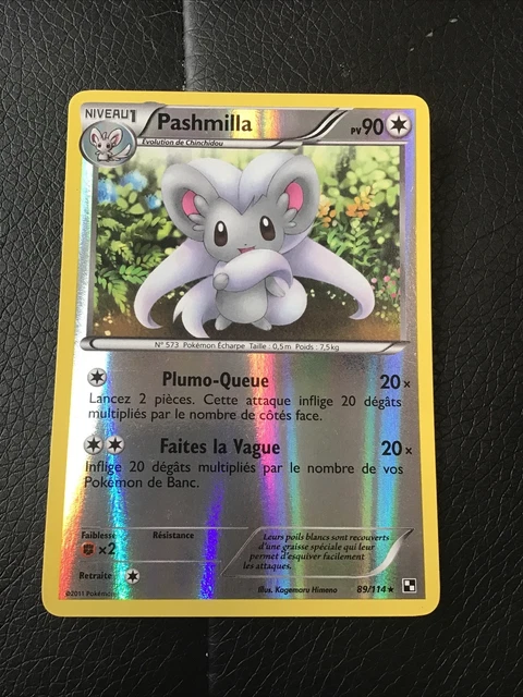 CARTE POKÉMON 89/114 Pashmilla 90 PV - REVERSE Noir & Blanc FR EUR 1,00 ...