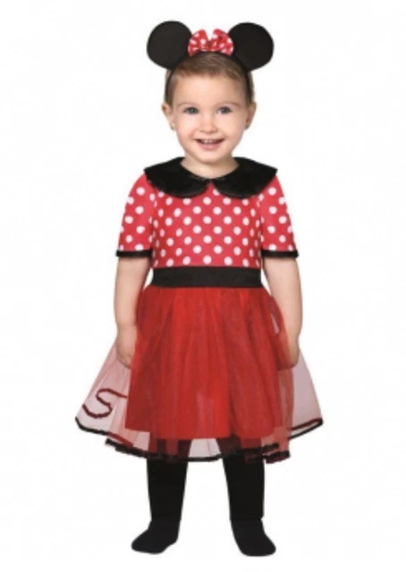 CHILDS RED DISNEYS Minnie Mouse & Ears Fancy Dress Costume Age 6-12M £6 ...
