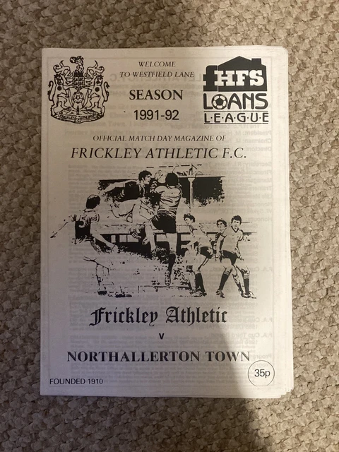 FRICKLEY ATHLETIC V NORTHALLERTON TOWN FA TROPHY 1st ROUND PROPER 1991 ...
